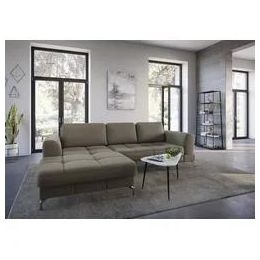 Sit & More Ecksofa SIT&MORE "Bendigo L-Form" Sofas Gr. B/H/T: 284 cm x 84 cm x 175 cm, NaturLEDER, mega-Recamiere links, mit satiniertem Nickelfuß, braun (schlamm) inklusive Sitztiefenverstellung, Bodenfreiheit 12 cm, in 2 Fußfarben