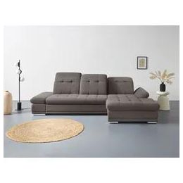 Ecksofa COTTA "Holiday L-Form" Sofas Gr. B/H/T: 302cm x 86cm x 190cm, Luxus-Microfaser, Recamiere rechts, mit Bettfunktion-mit Bettkasten-mit Kopfteilverstellung-mit Armteilverstellung-mit Sitztiefenverstellung, schwarz (charcoal) Sitztiefenverstellung, wahlweise mit Bettfunktion inkl. Bettkasten