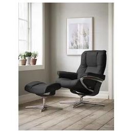 Relaxsessel stressless "Mayfair" Sessel Gr. Leder PALOMA, Cross Base Schwarz, Relaxfunktion-Drehfunktion-PlusTMSystem-Gleitsystem-BalanceAdaptTM, B/H/T: 79cm x 102cm x 73cm, schwarz (schwarz paloma) mit Hocker, Cross Base, Größe S, M & L, Holzakzent Schwarz