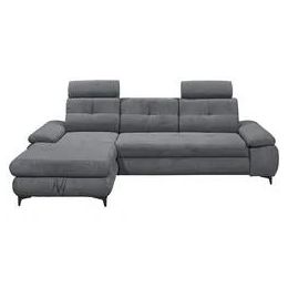 Ecksofa ED EXCITING DESIGN "Altona L-Form" Sofas Gr. B/H/T: 274cm x 88cm x 177cm, Webstoff, Recamiere links, inkl. Schlaffunktion und Bettkasten, grau (anthrazit) Frei stellbar, Bettfunktion, Stauraum, Arm- und Kopfstützen