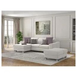 Sit & More Ecksofa SIT & MORE "Dundee L-Form", silber, B:264cm H:86cm T:175cm, Sofas, mit Federkern und Edelstahlfüßen, wahlweise mit Kopfteilverstellung