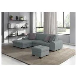 Sit & More Ecksofa SIT&MORE "Luxor L-Form" Sofas Gr. B/H/T: 275 cm x 82 cm x 173 cm, Struktur fein, mega-Recamiere links, mit Bettfunktion-mit Bettkasten-mit Kopfteilverstellung, blau (aqua) wahlweise mit Bettfunktion, Bettkasten und Kopfteilverstellung