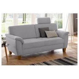 3-Sitzer Home Affaire "Alta" Sofas Gr. B/H/T: 186cm x 87cm x 88cm, Struktur fein, grau mit Federkern und Kontrastnaht, Füße Buche eichefarben