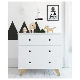 Lüttenhütt Schubkastenkommode LÜTTENHÜTT "Dolidoo" Sideboards Gr. B/H/T: 95 cm x 90 cm x 50 cm, 3 St., weiß (weiß, natur) im modernen Scandi Design