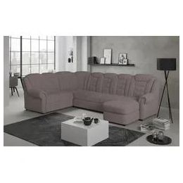 Wohnlandschaft Home Affaire "Boston U-Form" Sofas Gr. B/H/T: 333 cm x 102 cm x 216 cm, Microfaser bedruckt, langer Schenkel links-Recamiere rechts, Ohne Bettfunktion-ohne Schubkasten, braun (mud) Gemütliche Wohnlandschaft mit hoher Rückenlehne in klassischem Design