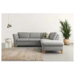 Ecksofa Home Affaire "Trelleborg L-Form" Sofas Gr. B/H/T: 252cm x 86cm x 213cm, Luxus-Microfaser Euphoria, Ottomane rechts, mit Bettfunktion-mit Stauraum, grau Federkern-Polsterung, wahlweise mit Bettfunktion und Stauraum