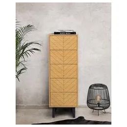 Hochkommode WOODMAN Sideboards Gr. B/H/T: 40 cm x 123 cm x 48 cm, 5 St., beige (natur) im skandinavischen Design, mit besonderem Print