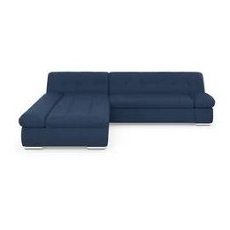 Ecksofa DOMO collection "Mona L-Form" Sofas Gr. B/H/T: 297cm x 80cm x 173cm, Struktur grob, Recamiere links, mit Armlehnfunktion, blau wahlweise mit Bettfunktion