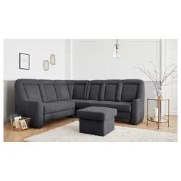 Sit & More Ecksofa SIT & MORE "Melissa L-Form", grau (dunkelgrau), B:257cm H:107cm T:217cm, 98% Polyester 2% Polyamid, Sofas, klassisches Polsterprogramm, wahlweise Bettfunktion und Schubkasten