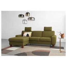 Ecksofa Home Affaire "Vision L-Form" Sofas Gr. B/H/T: 252cm x 90cm x 164cm, Easy care, Recamiere links, mit Bettfunktion-mit Bettkasten, grün (olive) mit Federkern, wahlweise Bettfunktion und Bettkasten