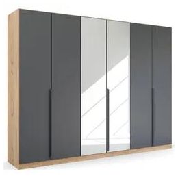 Drehtürenschrank Rauch "Dark&Wood by Quadra Spin" Schränke Gr. B/H/T: 271cm x 210cm x 54cm, 6 St., braun (eiche artisan/grau metallic) im Industrial Style mit Metallgriffstangen, Spiegel