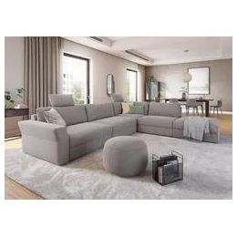 Sit & More Ecksofa SIT & MORE "Cadabra L-Form" Sofas Gr. B/H/T: 356cm x 80cm x 292cm, Samtoptik, Ottomane rechts, beige (sand) Breite 356 cm, mit Sitztiefenverstellung Bestseller