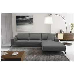 Ecksofa WERK2 "Faro L-Form" Sofas Gr. B/H/T: 315cm x 67cm x 188cm, Samtoptik, Recamiere rechts, grau (anthrazit) XXL Design Ecksofa mit hohem Komfort in trendigem Cord & Samtvelours