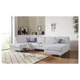 Sit & More Wohnlandschaft SIT & MORE "Clio U-Form", silber, B:319cm H:89cm T:190cm, Sofas, wahlweise mit Bettfunktion und Bettkasten, inklusive Federkern