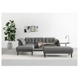 Sit & More Ecksofa SIT & MORE "Scandia L-Form" Sofas Gr. B/H/T: 271cm x 82cm x 214cm, Struktur weich, Ottomane links, Mit Kopfteilverstellung-Mit Armteilfunktion-Mit schwarzen matten Metallfüßen, grau Wahlweise mit Kopfteilverstellung und Armteilfunktion