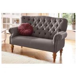 Chesterfield-Sofa Home Affaire "Lord", braun, B:138cm H:93cm T:84cm, Luxus-Microfaser Lederoptik (100% Polyester), Struktur fein (100% Polyester), Sofas, mit echter Chesterfield-Knopfheftung und Ziernägeln