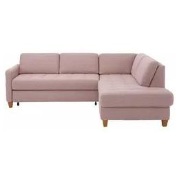 Ecksofa Home Affaire "Earl L-Form" Sofas Gr. B/H/T: 233cm x 80cm x 196cm, Struktur fein, Ottomane rechts, mit Bettfunktion, rosa (flamingo) wahlweise auch mit Bettfunktion oder Bettkasten