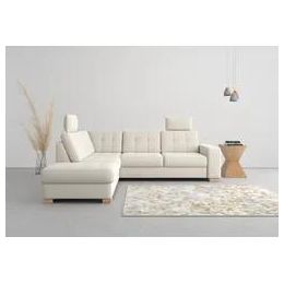 Sit & More Ecksofa SIT & MORE "Quincy L-Form" Sofas Gr. B/H/T: 249cm x 82cm x 213cm, Luxus-Microfaser, Ottomane links, ohne Bettfunktion, beige (creme) wahlweise mit Bettfunktion und Bettkasten