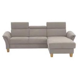 Ecksofa Home Affaire "Conville L-Form" Sofas Gr. B/H/T: 256cm x 84cm x 167cm, Luxus-Microfaser Euphoria, Recamiere rechts, inkl.Kopfteilverstellung, mit Bettfunktion und Bettkasten, grau (elephant) Federkern, wahlweise mit Bettfunktion und Bettkasten bzw. Stauraum