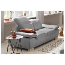 2-Sitzer Home Affaire "Bergamo" Sofas Gr. B/H/T: 195 cm x 77 cm x 90 cm, Struktur fein, ohne Funktion, grau (mittelgrau) mit Armlehn-und Rückenfunktion, Federkern