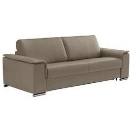 2,5-Sitzer Egoitaliano "Cecilia, modern und elegant mit erstklassigem Sitzkomfort" Sofas Gr. B/H/T: 234cm x 85cm x 102cm, Leder BULL, grau (taupe) mit verchromten Metallfüßen