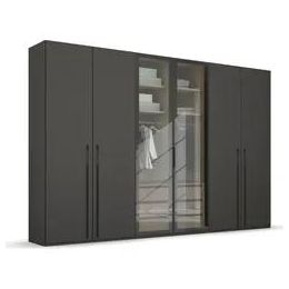 Drehtürenschrank Rauch "Kleiderschrank Schrank Garderobe SKAT SHINE mit hochwertigem" Schränke Gr. B/H/T: 301cm x 235cm x 63cm, 6 St., grau (graphit) transparentem Grauglas inkl. umfangreichem Zubehör MADE IN GERMANY