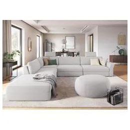 Sit & More Ecksofa SIT & MORE "Cadabra L-Form" Sofas Gr. B/H/T: 356cm x 80cm x 292cm, Soft clean, Ottomane links, silberfarben (silber) Breite 356 cm, mit Sitztiefenverstellung