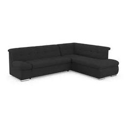 Ecksofa DOMO collection "Mona L-Form" Sofas Gr. B/H/T: 271cm x 80cm x 213cm, Feinstruktur, Ottomane rechts, mit Bettfunktion-ohne Armlehnenfunktion, grau (anthrazit) wahlweise mit Bett- und Armlehnfunktion