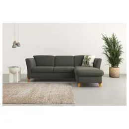 Ecksofa Home Affaire "Trelleborg L-Form", grau (anthrazit), B:249cm H:86cm T:162cm, 100% Polyester, Sofas, Federkern-Polsterung, wahlweise mit Bettfunktion und Bettkasten