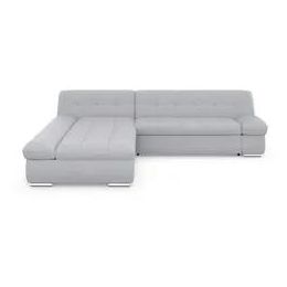 Ecksofa DOMO collection "Mona L-Form" Sofas Gr. B/H/T: 297cm x 80cm x 173cm, Feinstruktur, Recamiere links, mit Bettfunktion, silberfarben (silber) wahlweise mit Bettfunktion