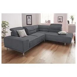 Sit & More Ecksofa SIT & MORE "Mariola L-Form" Sofas Gr. B/H/T: 263cm x 93cm x 234cm, Luxus-Microfaser ALTARA NUBUCK, Ottomane rechts, mit Sitztiefenverstellung-mit Kopfteilverstellung, grau (dunkelgrau) mit Federkern und Ottomane, inklusive Sitztiefenverstellung