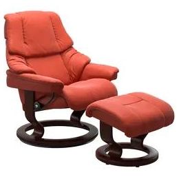 Relaxsessel stressless "Reno" Sessel Gr. Material Bezug, Material Gestell, Ausführung / Funktion, Maße B/H/T, braun (henna) mit Hocker, Classic Base, Größe S, M & L, Gestell Braun