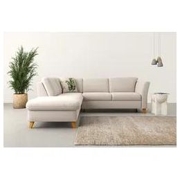 Ecksofa Home Affaire "Trelleborg L-Form" Sofas Gr. B/H/T: 252cm x 86cm x 213cm, Luxus-Microfaser Euphoria, Ottomane links, mit Bettfunktion-mit Stauraum, grau (elephant) Federkern-Polsterung, wahlweise mit Bettfunktion und Stauraum