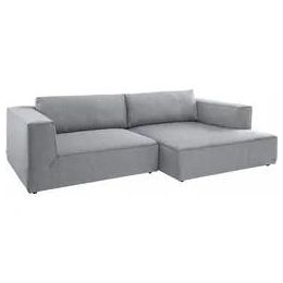 Ecksofa Tom Tailor HOME "Big Cube Style" Sofas Gr. B/H/T: 270cm x 83cm x 160cm, Struktur fein TBO, Recamiere rechts, grau (moody grey tbo 29) mit cleanen Stegkissen, extra große Sitztiefe, Breite 270cm