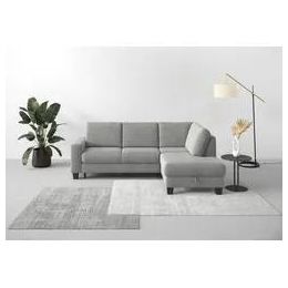 Ecksofa Home Affaire "Summer L-Form" Sofas Gr. B/H/T: 236 cm x 91 cm x 170 cm, Breitcord, Ottomane rechts, mit Bettfunktion-mit Bettkasten-mit Federkern, silberfarben (silber) mit Ottomane, oder ohne Bettfunktion und Bettkasten, Cord-Bezug