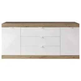 Sideboard Inosign "Slim" Sideboards Gr. B/H/T: 181 cm x 82 cm x 42 cm, 3 St., braun (eiche cadiz nb, weiß hochglanz lack) Breite 181 cm, Hochglanz Lack