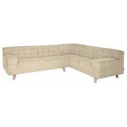 Ecksofa Tom Tailor HOME "NORDIC CHIC" Sofas Gr. B/H/T: 269cm x 77cm x 226cm, Vintage Webstoff TUS, langer Schenkel links, beige (ecru tus 1) im Retrolook, Füße Buche natur