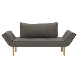 Schlafsofa INNOVATION LIVING TM "Zeal" Sofas Gr. B/H/T: 200 cm x 61 cm x 70 cm, Webstoff fein FLASHTEX, Stem Beine, grau (denim grey) im Scandinavian Design, Stem Beine, inklusive Rückenkissen