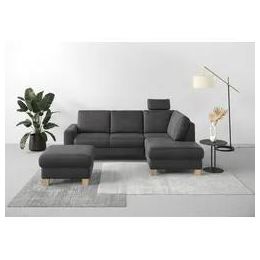 Ecksofa Home Affaire "Summer L-Form" Sofas Gr. B/H/T: 236 cm x 91 cm x 170 cm, Breitcord, Ottomane rechts, ohne Bettfunktion-ohne Bettkasten-ohne Federkern, grau mit Ottomane, wahlweise Bettfunktion und Bettkasten, Cord-Bezug