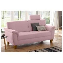 3-Sitzer Home Affaire "Alta" Sofas Gr. B/H/T: 186cm x 87cm x 88cm, Struktur fein, rosa (altrosa) mit Federkern und Kontrastnaht, Füße Buche eichefarben