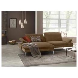 Ecksofa W.Schillig "enjoy&MORE" Sofas Gr. B/H/T: 294cm x 87cm x 185cm, Stoff S37, Recamiere links, mit Kopfteilverstellung-mit Armlehnenverstellung-mit Sitztiefenverstellung, braun (chocolate s37) mit Sitztiefenverstellung, Füße silber matt, Breite 294 cm