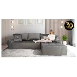 Ecksofa Collection AB "Bilbao L-Form" Sofas Gr. B/H/T: 285cm x 85cm x 176cm, Samtvelours, Recamiere beidseitig montierbar, grau (anthrazit) inkl. Bettfunktion und Bettkasten, Zierkissen mit Strassstein