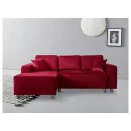 Guido Maria Kretschmer Home & Living Ecksofa GUIDO MARIA KRETSCHMER HOME & LIVING "Györ" Sofas Gr. B/H/T: 235cm x 88cm x 160cm, Samtoptik, Recamiere links, mit Bettfunktion-mit Bettkasten, rot L-Form, wahlweise mit Bettfunktion und Bettkasten incl. 2 Zierkissen