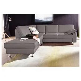 Sit & More Ecksofa SIT & MORE "Belfort L-Form" Sofas Gr. B/H/T: 243cm x 88cm x 218cm, Flachgewebe, Ottomane links, mit Vorziehsitz-mit Bettkasten, grau (hellgrau) wahlweise mit Vorziehsitz und Bettkasten