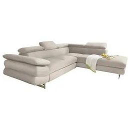 Ecksofa Inosign "Solution L-Form" Sofas Gr. B/H/T: 279cm x 73cm x 228cm, Kunstleder SOFTLUX, Ottomane rechts, ohne Bettfunktion, beige (sand) wahlweise mit Bettfunktion