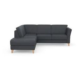 Sit & More Ecksofa SIT & MORE "Visby L-Form" Sofas Gr. B/H/T: 248cm x 87cm x 213cm, Soft clean, Ottomane links, ohne Bettfunktion-ohne Bettkasten, grau (dunkelgrau) Wahlweise mit Bettfunktion und Stauraum, frei im Raum stellbar