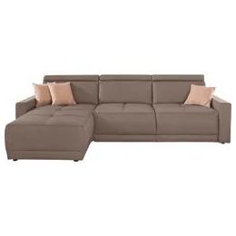 Ecksofa DOMO collection "Ava L-Form" Sofas Gr. B/H/T: 262cm x 84cm x 167cm, Struktur fein, Recamiere links, ohne Funktion, beige mit Recamiere, Federkern wahlweise Kopfteilverstellungen