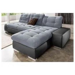 Sit & More Ecksofa SIT & MORE "Pale L-Form" Sofas Gr. B/H/T: 280cm x 84cm x 183cm, Luxus-Kunstleder-Softstruktur, Recamiere rechts, ohne Bettfunktion, schwarz (schwarz, grau) inklusive Kopfteilverstellung, wahlweise mit Bettfunktion