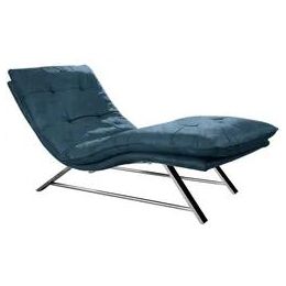 Relaxliege W.Schillig "daily dreams" Sofas Gr. B/H/T: 75cm x 91cm x 170cm, Longlife Xtra-Leder Z69, mit Kopfteilverstellung-mit Doppelmotor-mit Akku, blau (ocean blue z69) in Waffelkissen-Optik, wahlweise mit Motor, Kufengestell, 2 Breiten