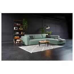 Ecksofa Tom Tailor HOME "HEAVEN STYLE XL" Sofas Gr. B/H/T: 302cm x 85cm x 221cm, Struktur fein TBO, Recamiere rechts, ohne Bettfunktion-ohne Bettkasten-Kunststofffuß, grün (mint tbo 53) aus der COLORS COLLECTION, wahlweise mit Bettfunktion & Bettkasten